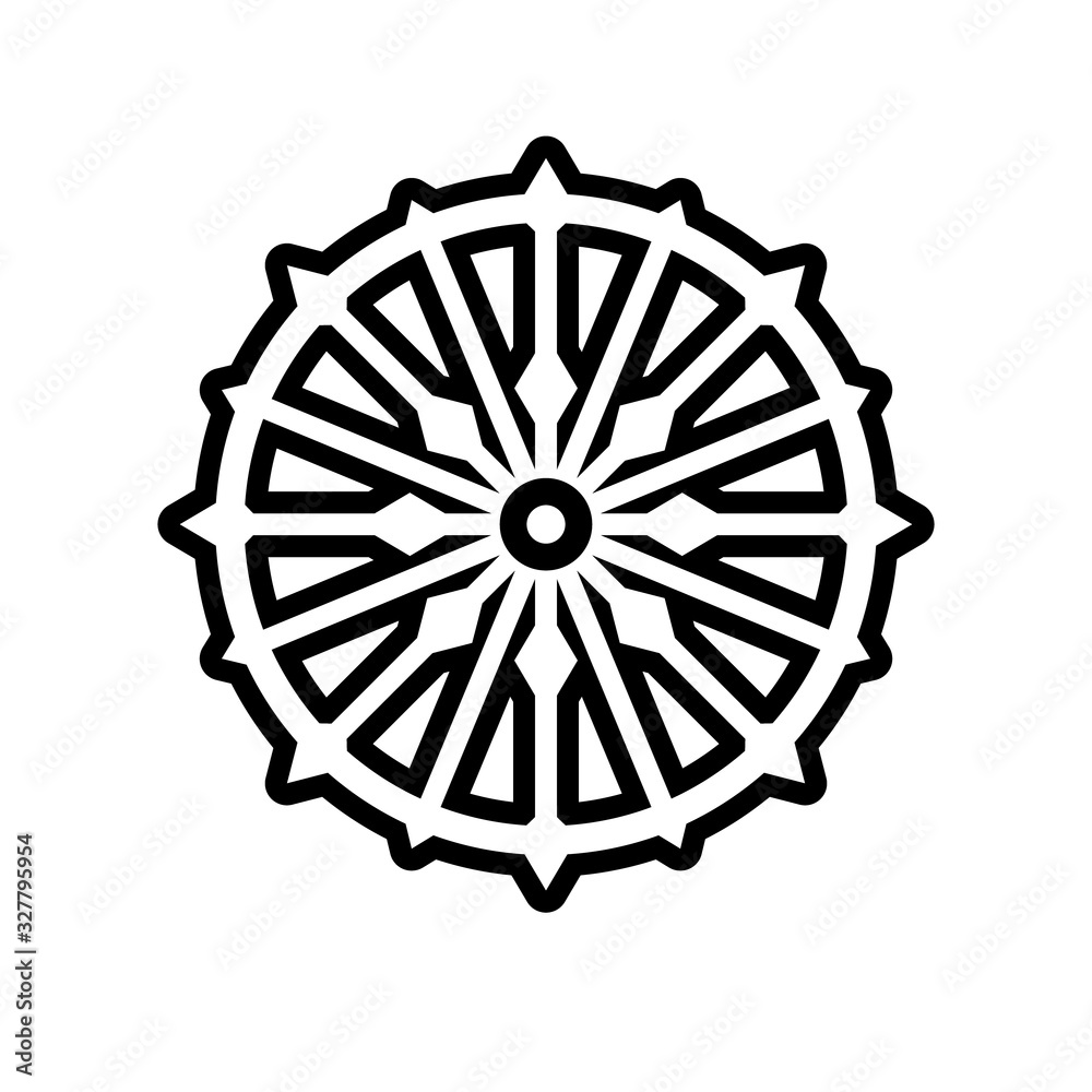 Konark wheel simple outline icon. Clipart image isolated on white ...