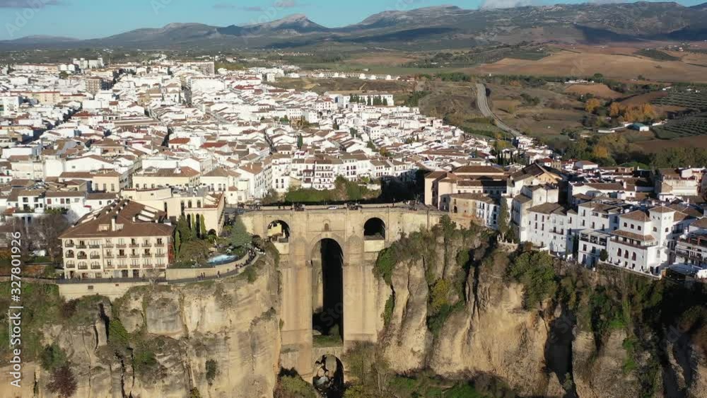 Town of Ronda Spain in the province of Málaga with Puente Nuevo arch ...