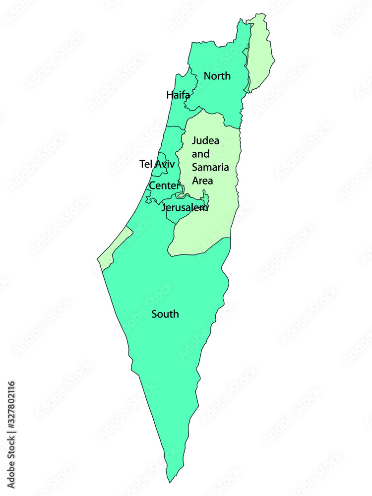 Vector Illustration of the Blue Map of Districts of State Israel With ...