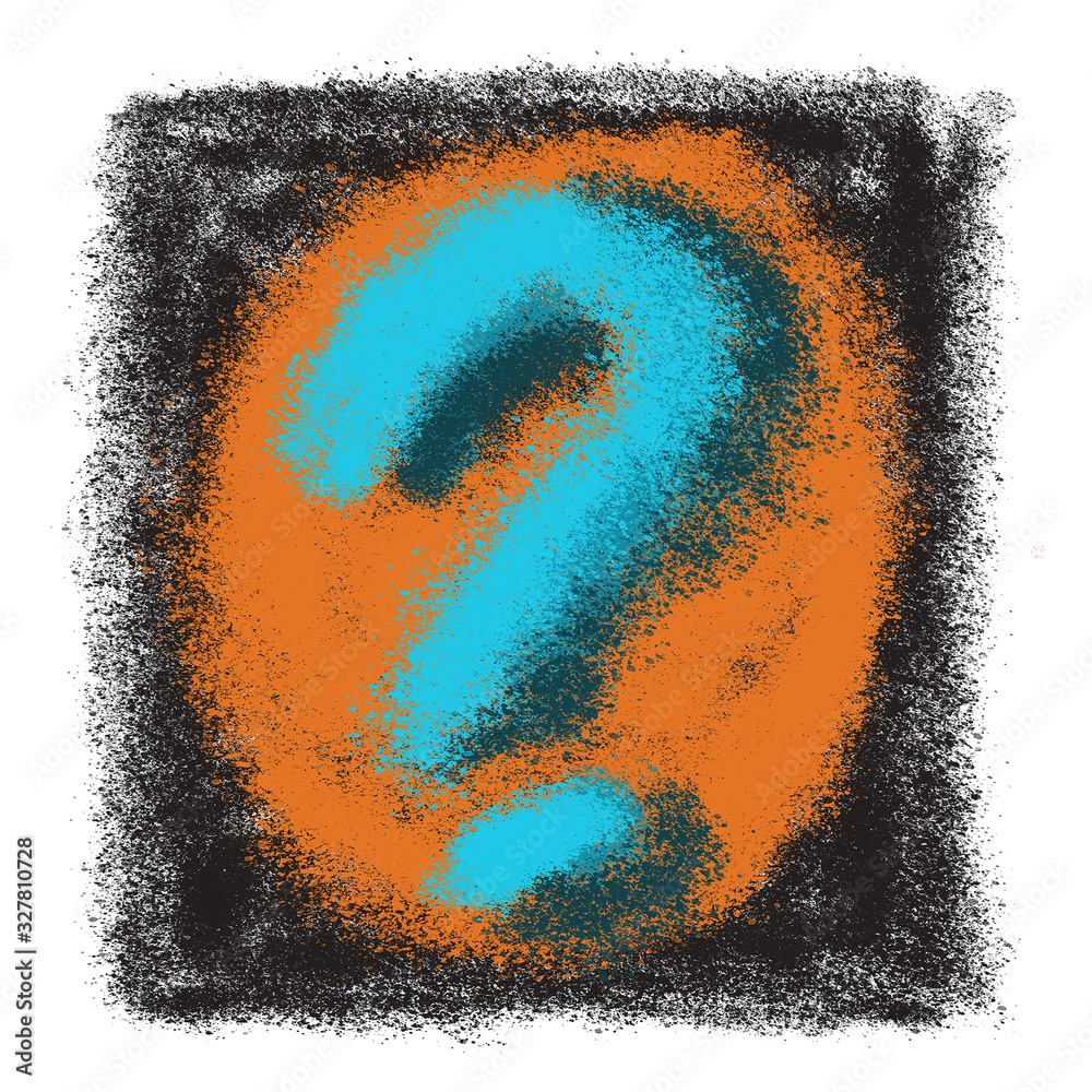 Question mark icon in blue and orange color with black backdrop. sketch ...