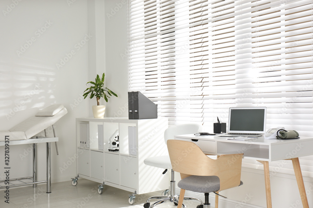 Doctor's office interior with modern workplace in clinic Stock Photo ...