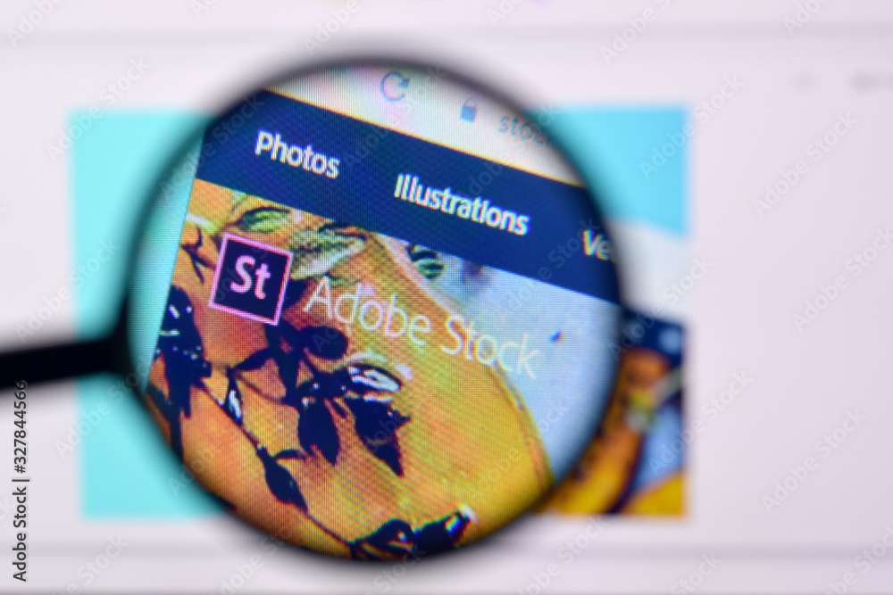 Homepage of adobe stock website on the display of PC, url - stock.adobe ...