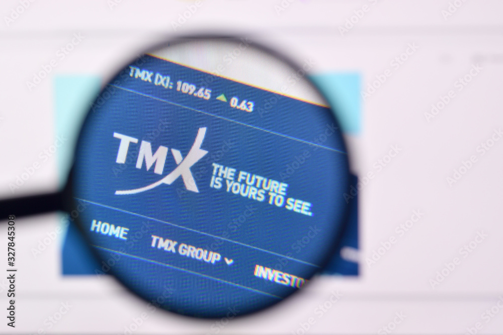 Homepage of tmx website on the display of PC, url - tmx.com. Stock ...