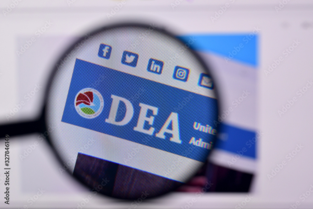Homepage of dea website on the display of PC, url - dea.gov. 스톡 사진 ...