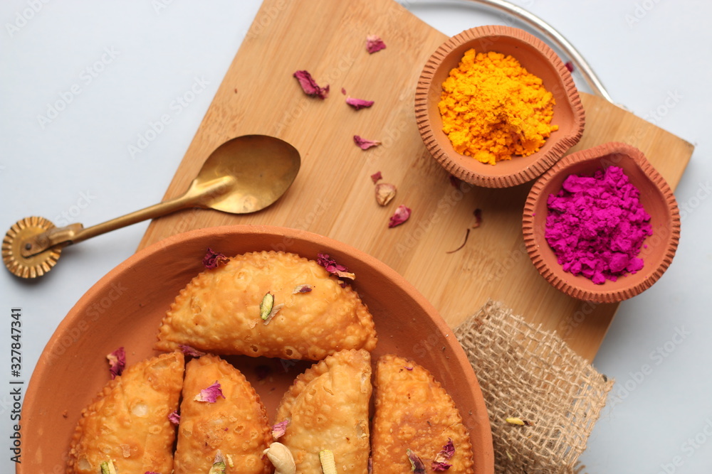 Popular Holi Snack known as Karanji or Gujia is Served on earthen ...