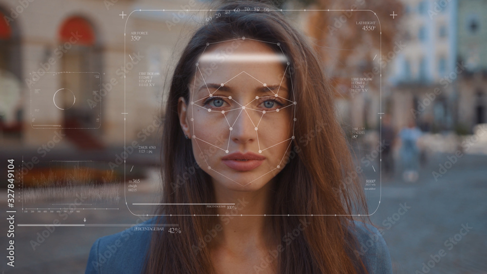 Future. Face Detection. Technological 3d Scanning. Biometric Facial ...