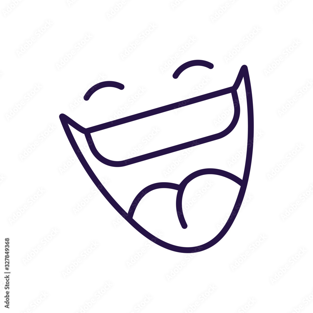 cartoon mouth laughing, line style icon Stock Vector | Adobe Stock
