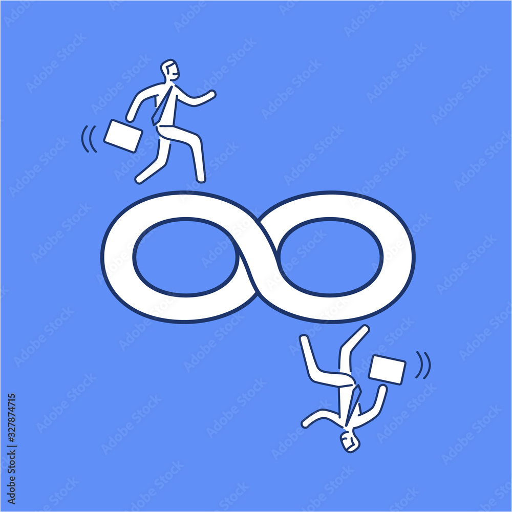 Infinite run. Vector business illustration of businessman running on ...