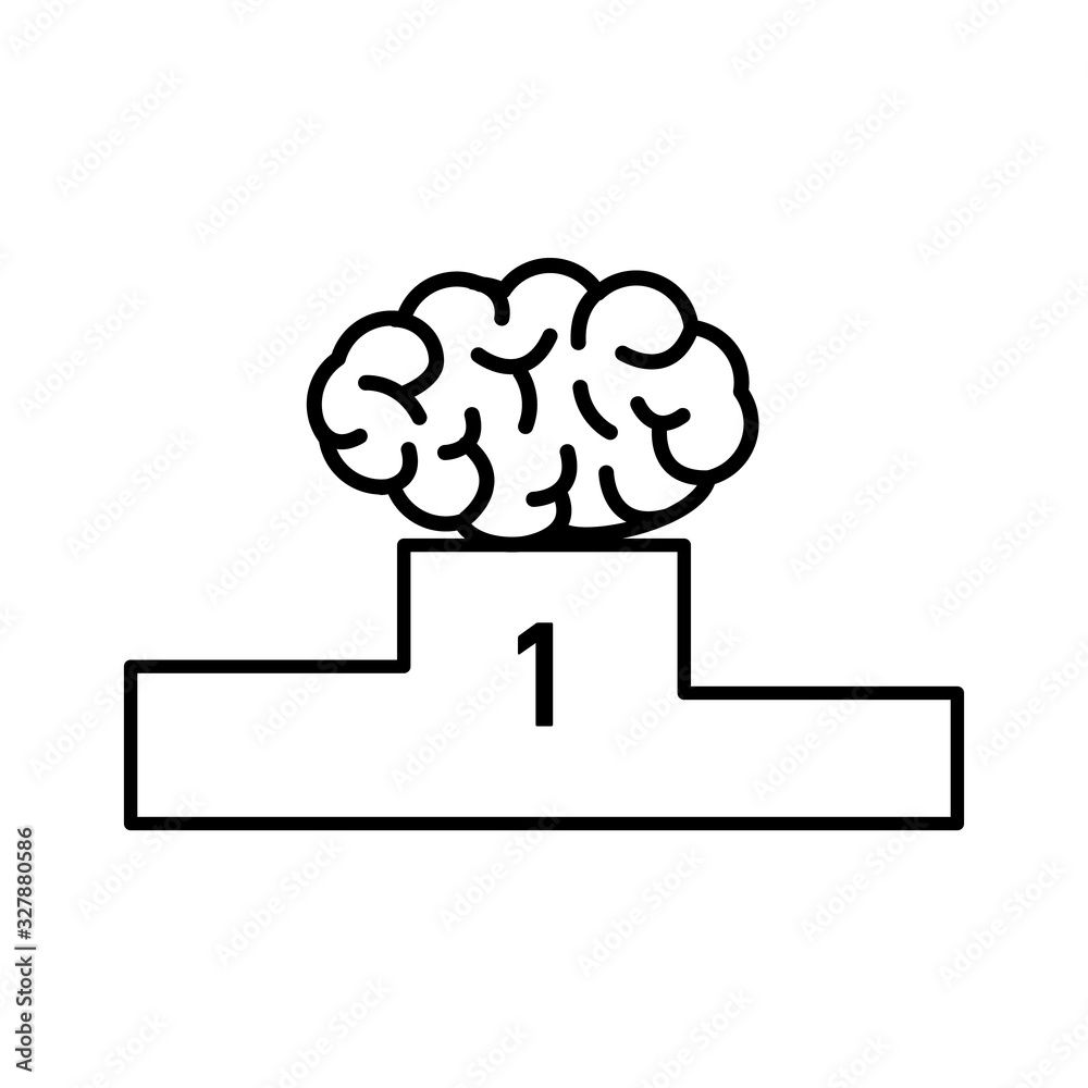 Best brain. Vector illustration of human brain on winners platform ...