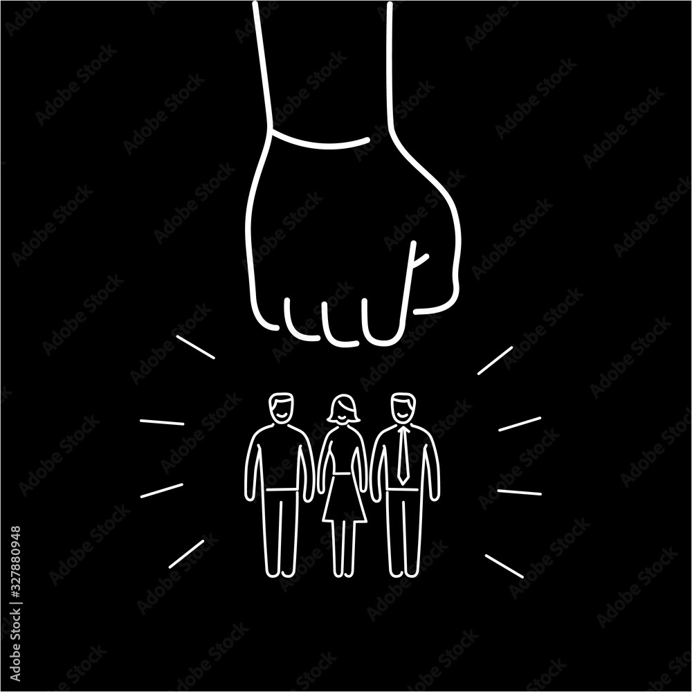 Conceptual vector aggressive campaign strategy icon of people group ...