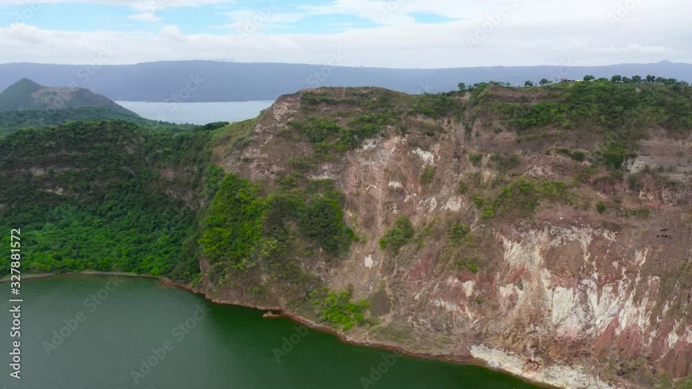 Video Stock Active Taal volcano and green lake in the crater view from ...
