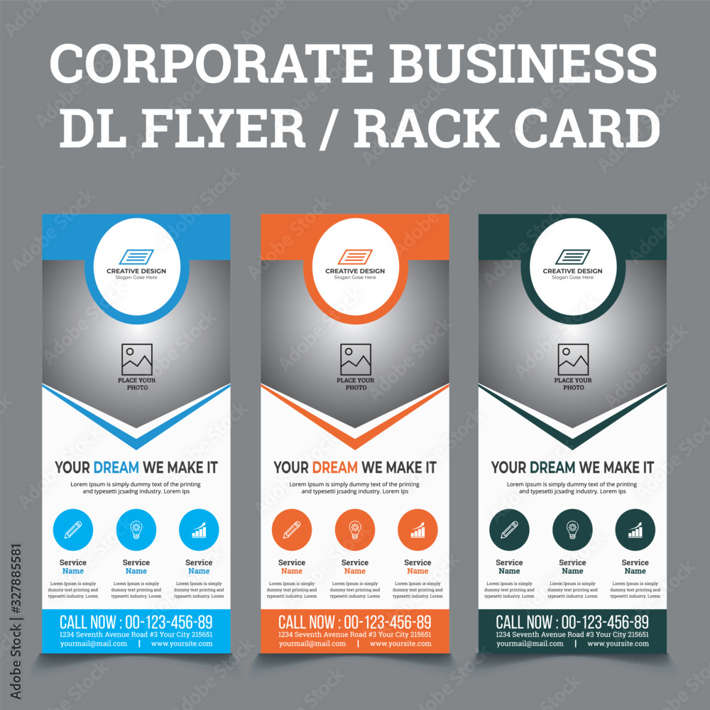 DL Flyer Template | Creative Modern Corporate DL Flyer Design with 3 ...