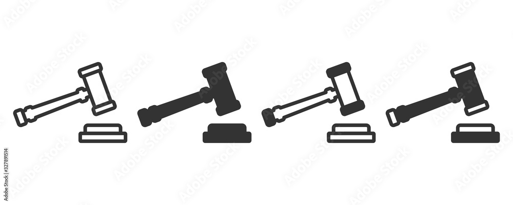 Gavel icons in four different versions in a flat design Stock Vector ...