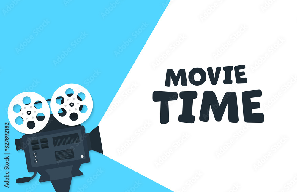 Movie time flat concept background. Cinema banner design Stock Vector ...