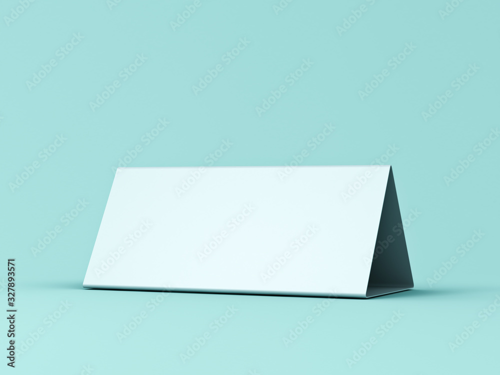 Blank paper triangle card isolated on green blue pastel color ...