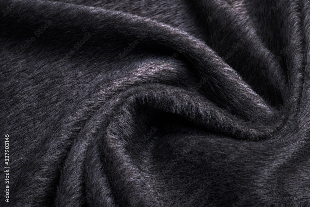 Soft and warm folded alpaca wool blanket. Grey wool plaid texture macro ...