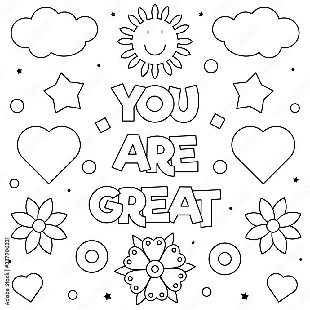 You are great. Coloring page. Vector illustration. Stock Vector | Adobe ...