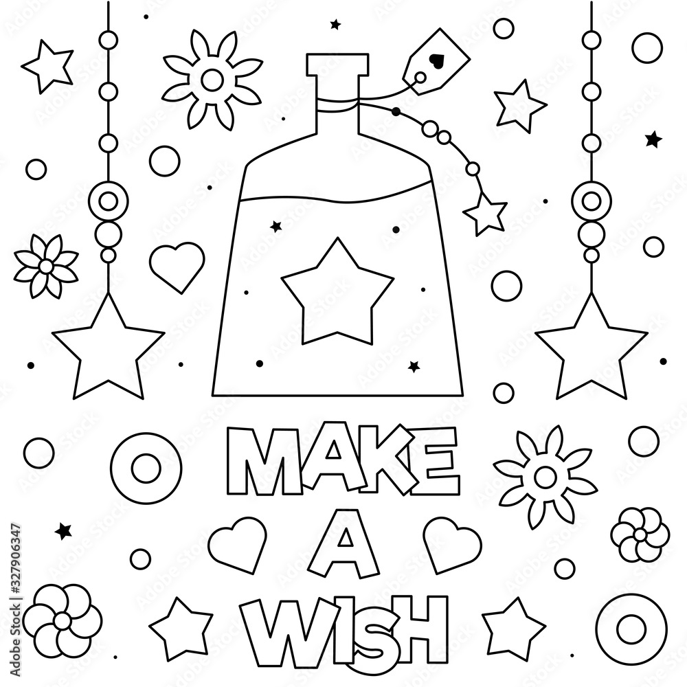 Make a wish. Coloring page. Vector illustration. Stock Vector | Adobe Stock