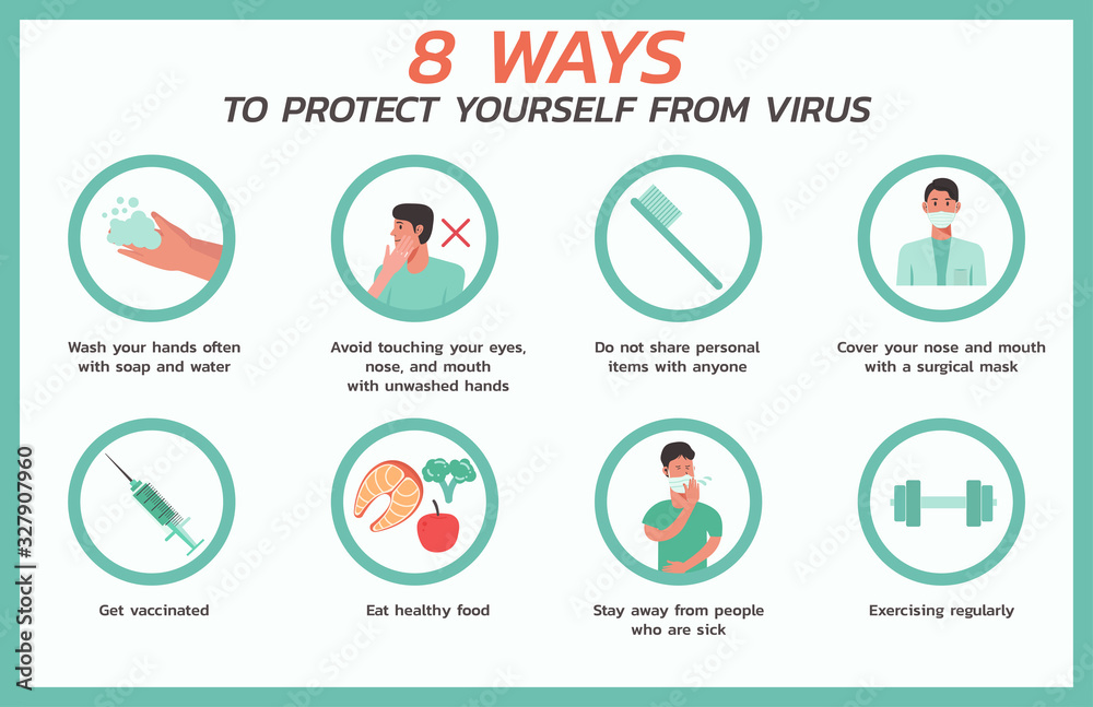 eight ways to protect yourself from virus infographic concept ...
