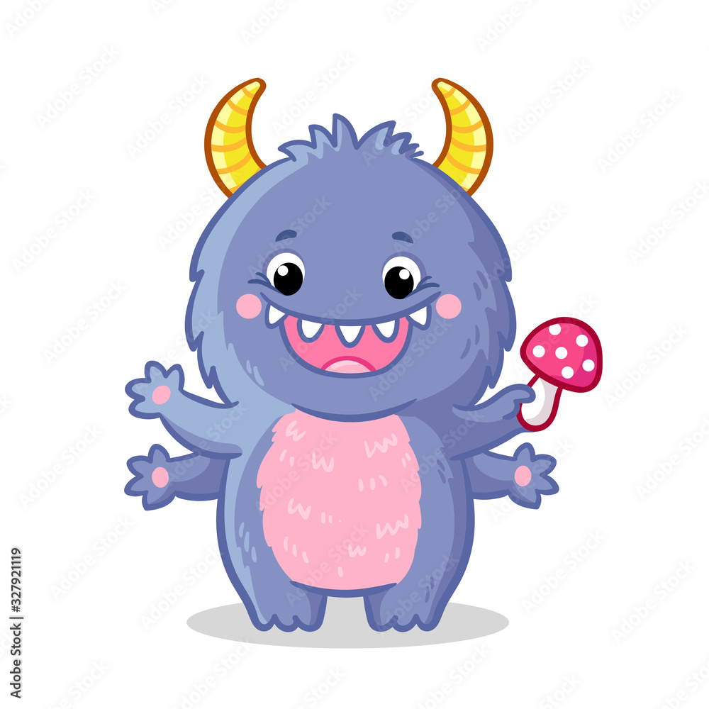 Cute monster in cartoon style. Vector illustration with a mythical ...