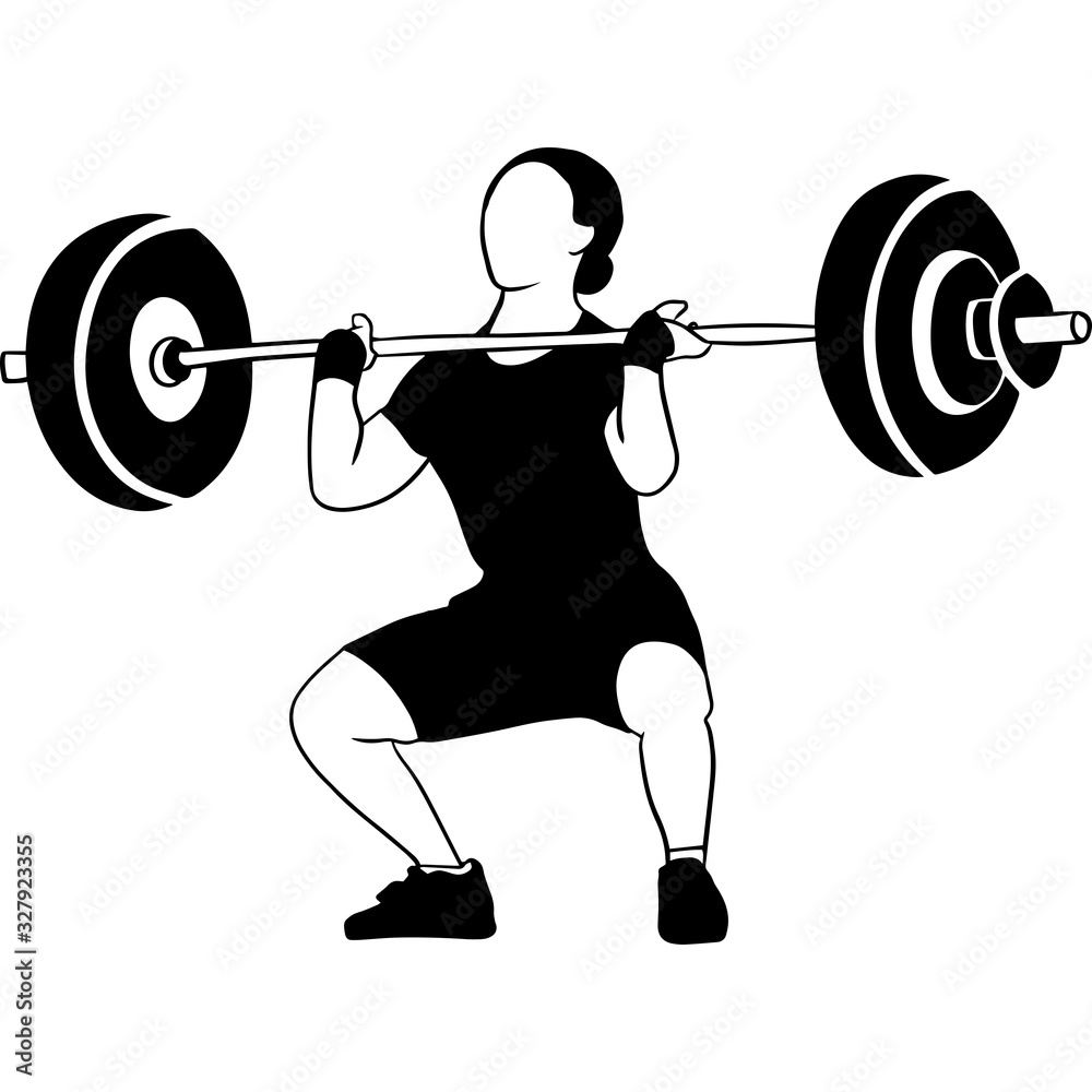 Hand drawn Female Weightlifter Vector Sketch Stock Vector | Adobe Stock