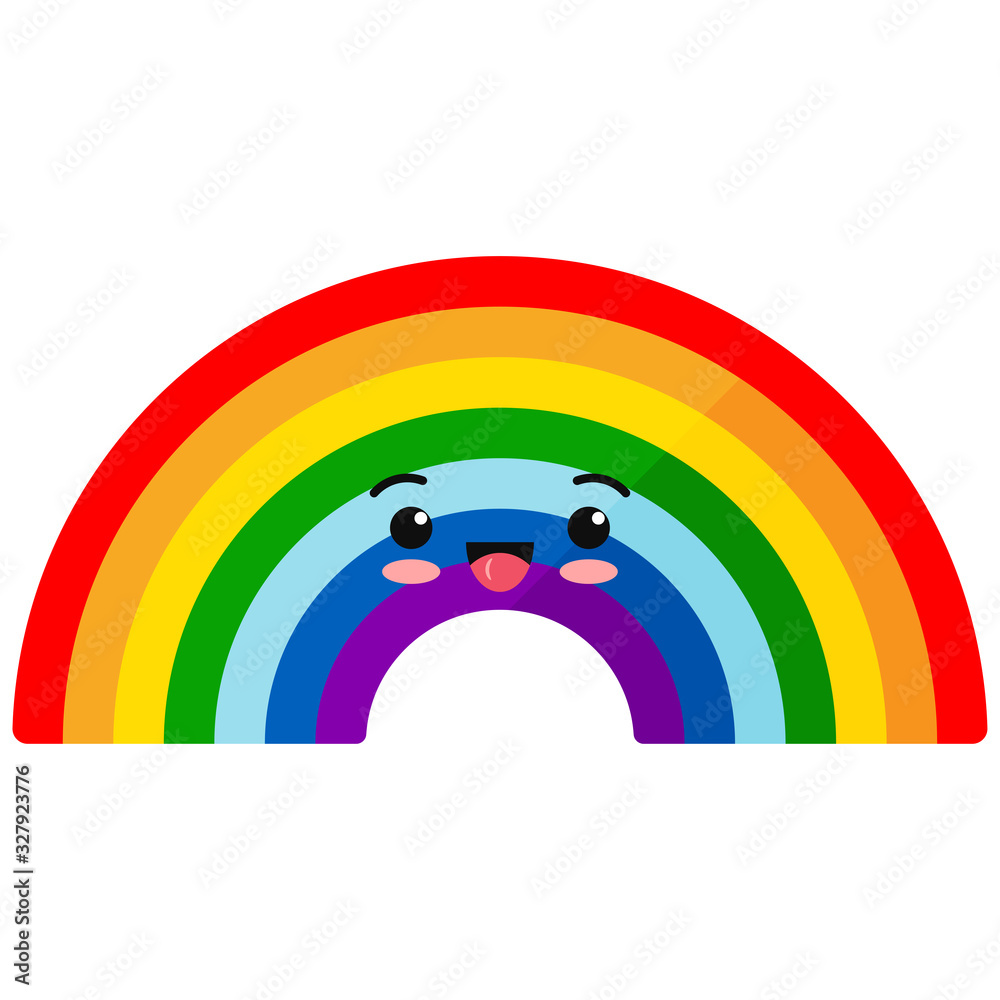 Rainbow smiling emoji vector icon isolated on white background. Stock ...