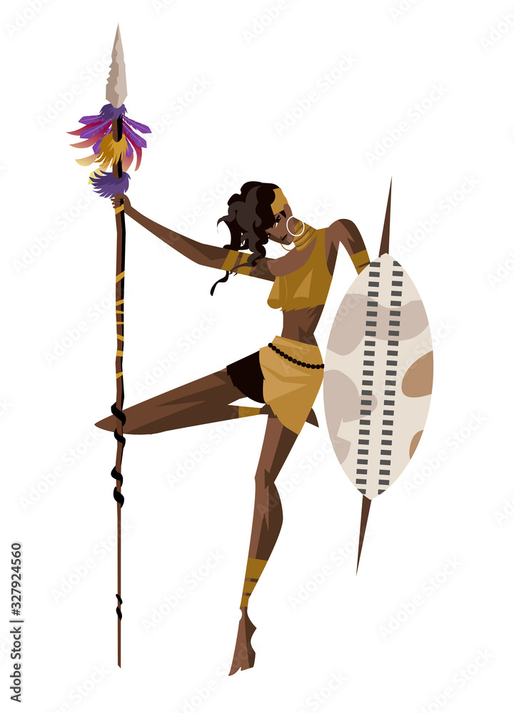 lady female african huntress warrior Stock Vector | Adobe Stock
