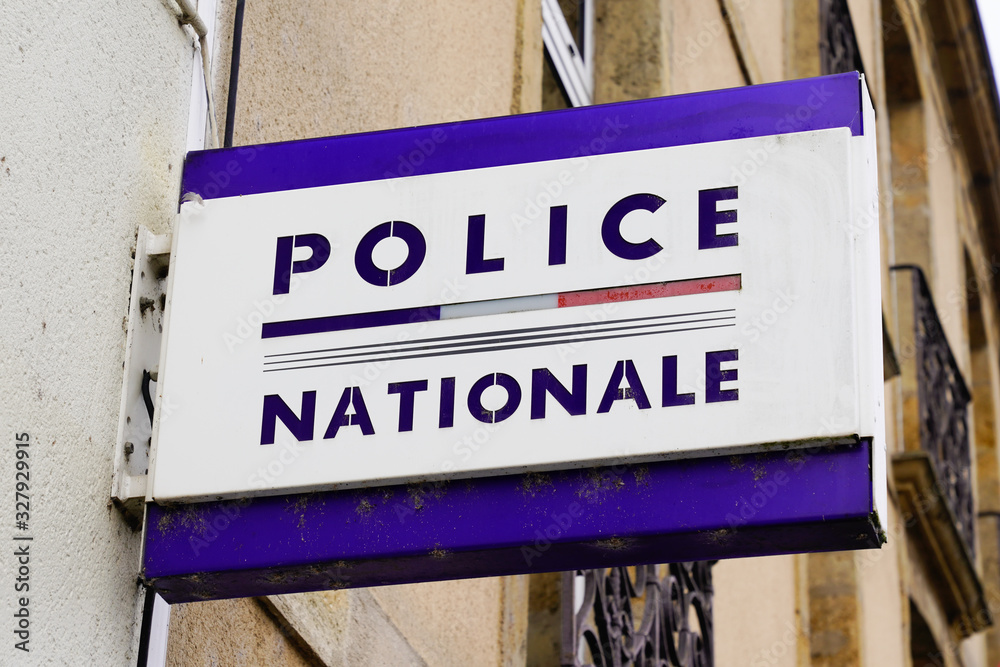 police nationale french sign logo in wall office building in city Stock ...
