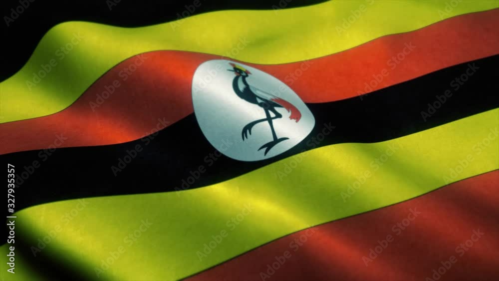 Uganda flag waving in the wind. National flag of Uganda. Sign of Uganda ...