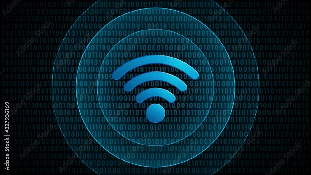 Wifi internet wireless technology connection symbol with signal waves ...