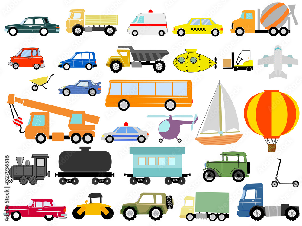 Vector set of vehicles or motor transportations for business and ...