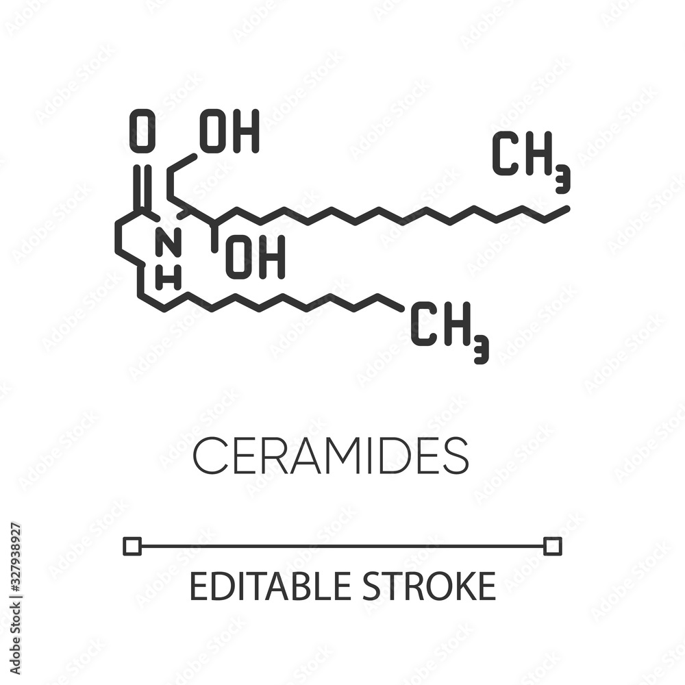 Ceramide pixel perfect linear icon. Scientific formula. Lipid molecule ...