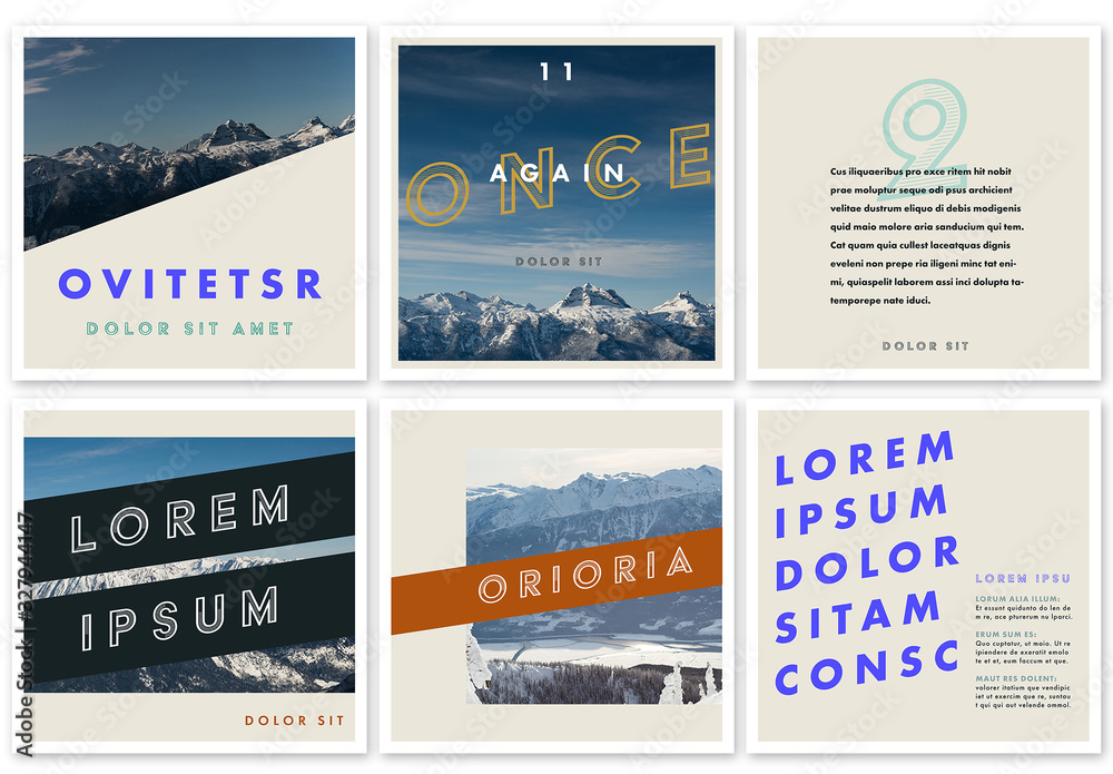 Social Media Post Layout Set with Bold Typography and Colors Stock ...