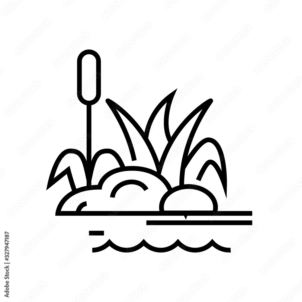 Swamp plants line icon, concept sign, outline vector illustration ...
