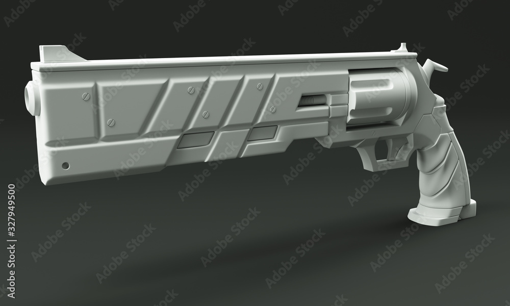 3d render object illustration of an revolver Scifi Revolver Stock ...