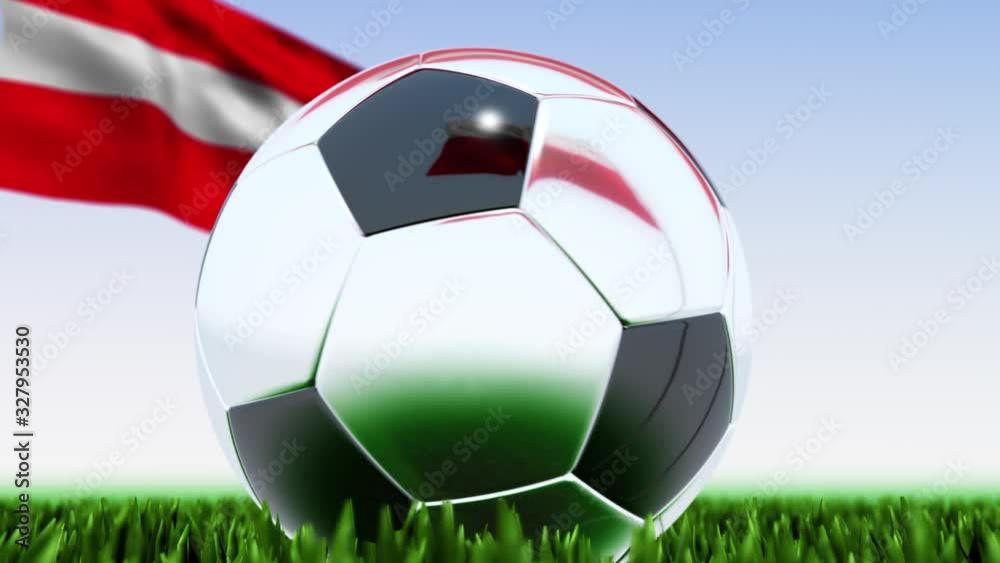 Seamless looping 3d animation of a soccer ball reflecting the flags of ...