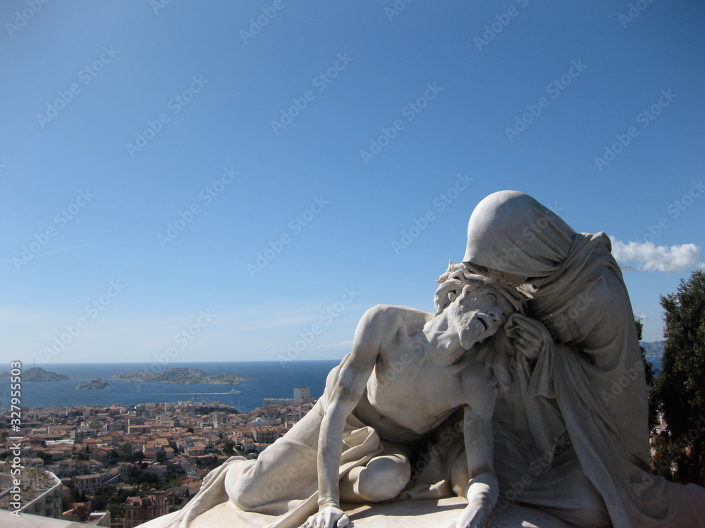 Marseille, France - Apr 2011 Notre-Dame de la Garde church and ...