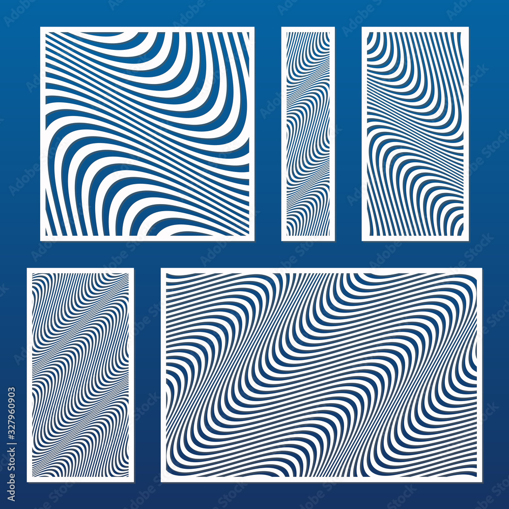 Laser cut template set. Vector stencil with abstract geometric pattern ...