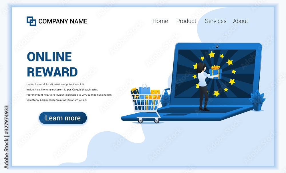 Online reward concept with a woman get a bonus gift. Customer loyalty ...