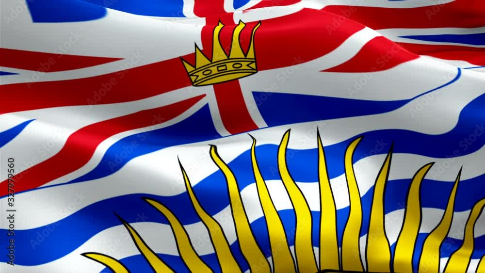 British Columbia flag waving. National 3d Provinces flag waving. Canada ...