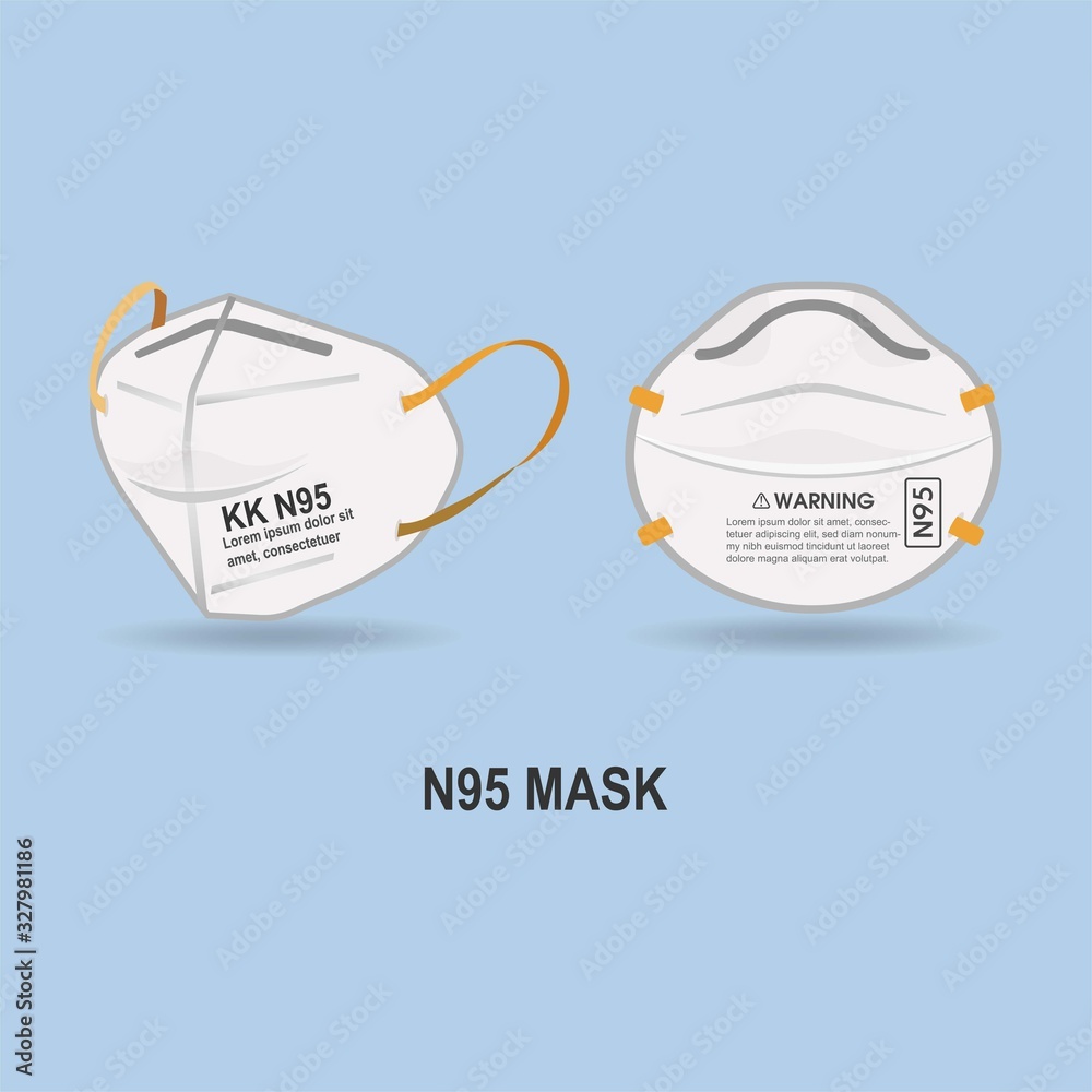 Two N95 medical mask vector illustration. N95 Mask,Respiratory ...