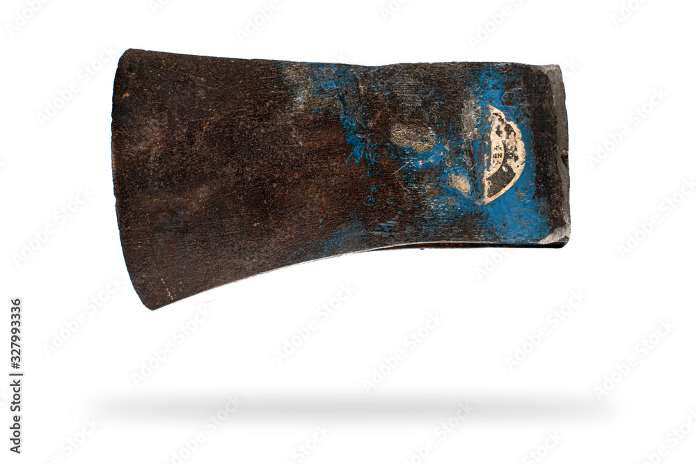 Vintage Blue Axe Head on White background with shadow Stock Photo ...