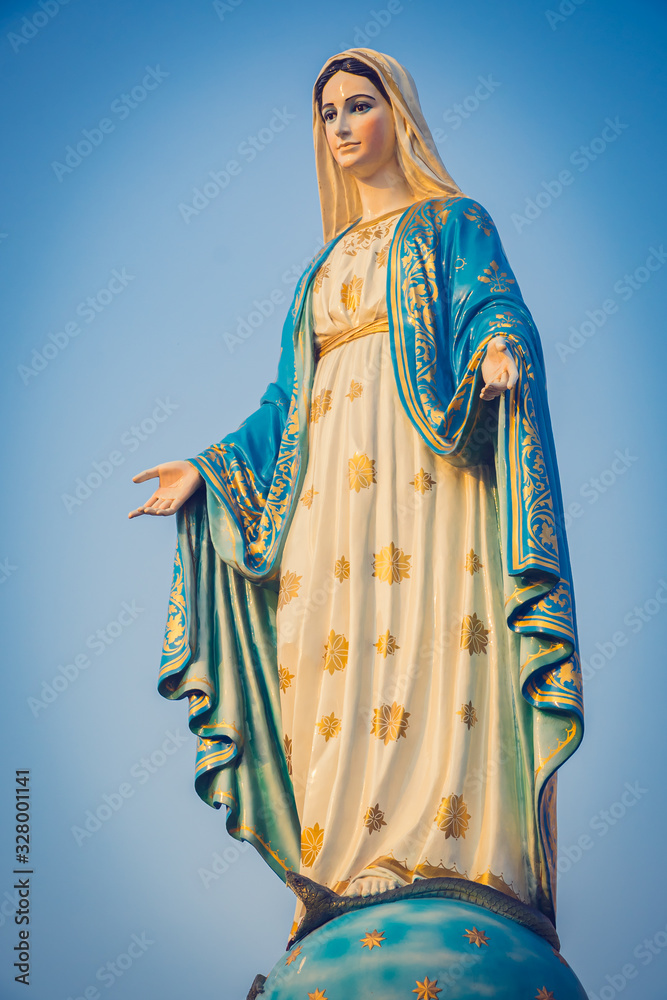 The blessed Virgin Mary statue figure. Catholic praying for our lady ...