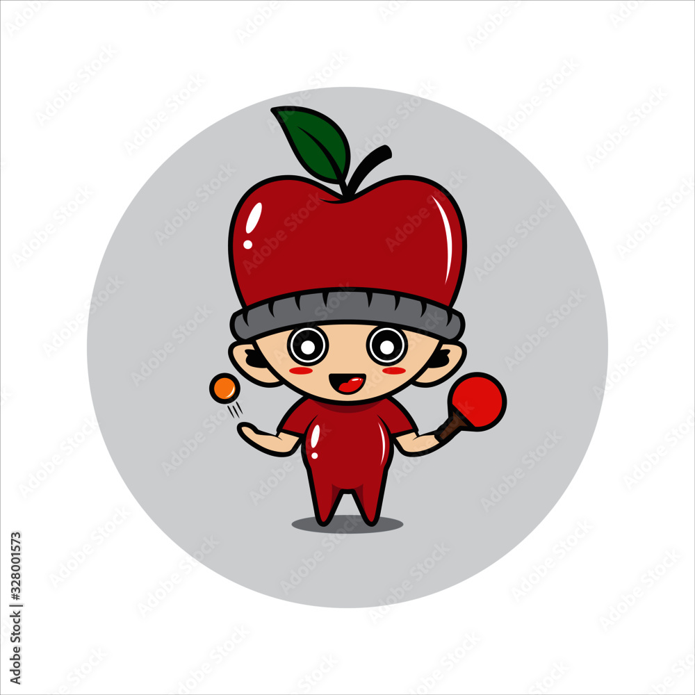 Apple mascot cute characters activity vector illustration Stock Vector ...