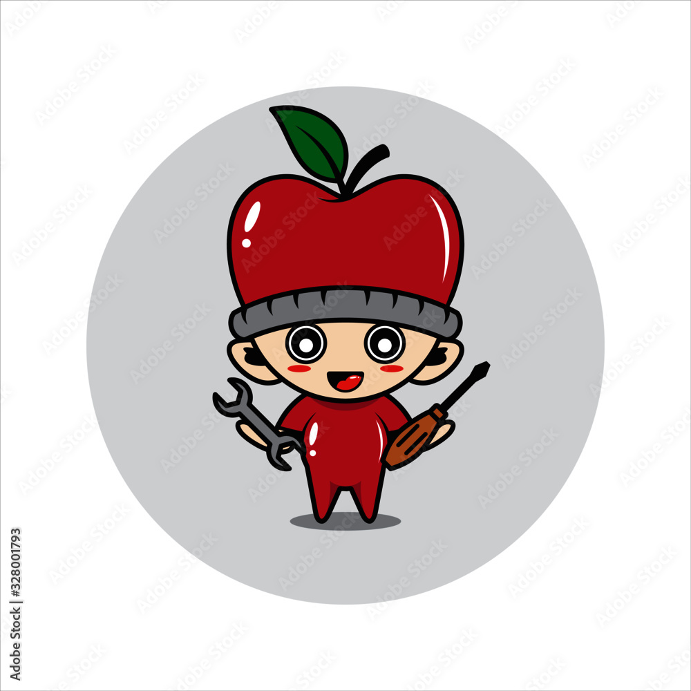 Apple mascot cute characters activity vector illustration Stock Vector ...