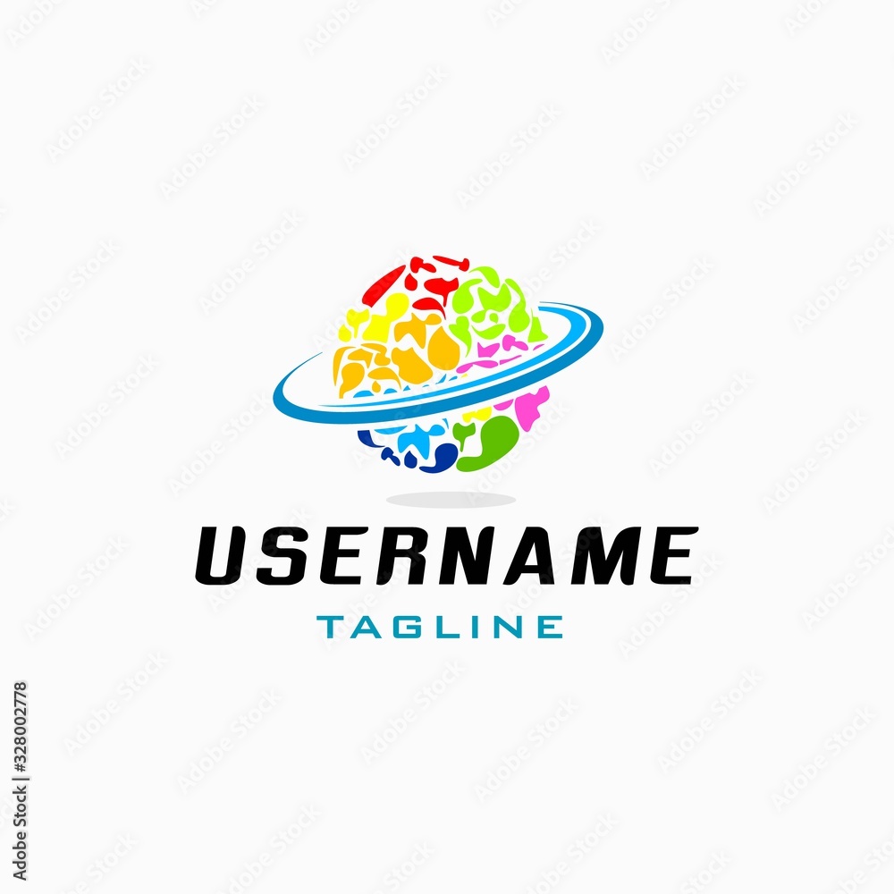 simple planet logo design inspiration . colorful planet logo design ...