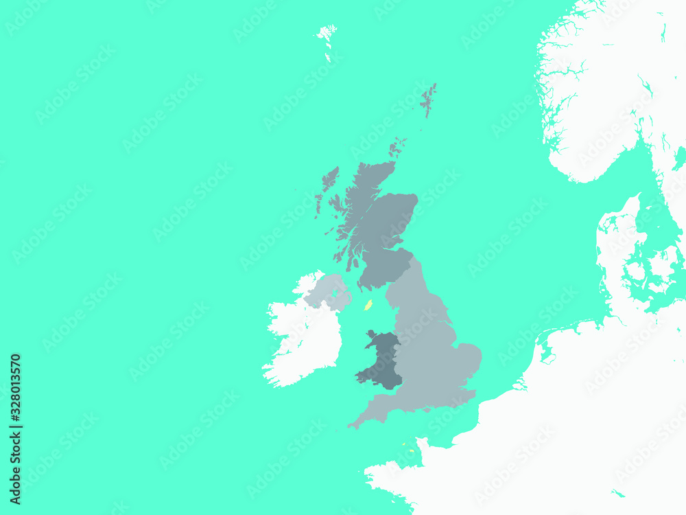 Vector Illustration of the Grey Map of Countries of Great Britain with ...
