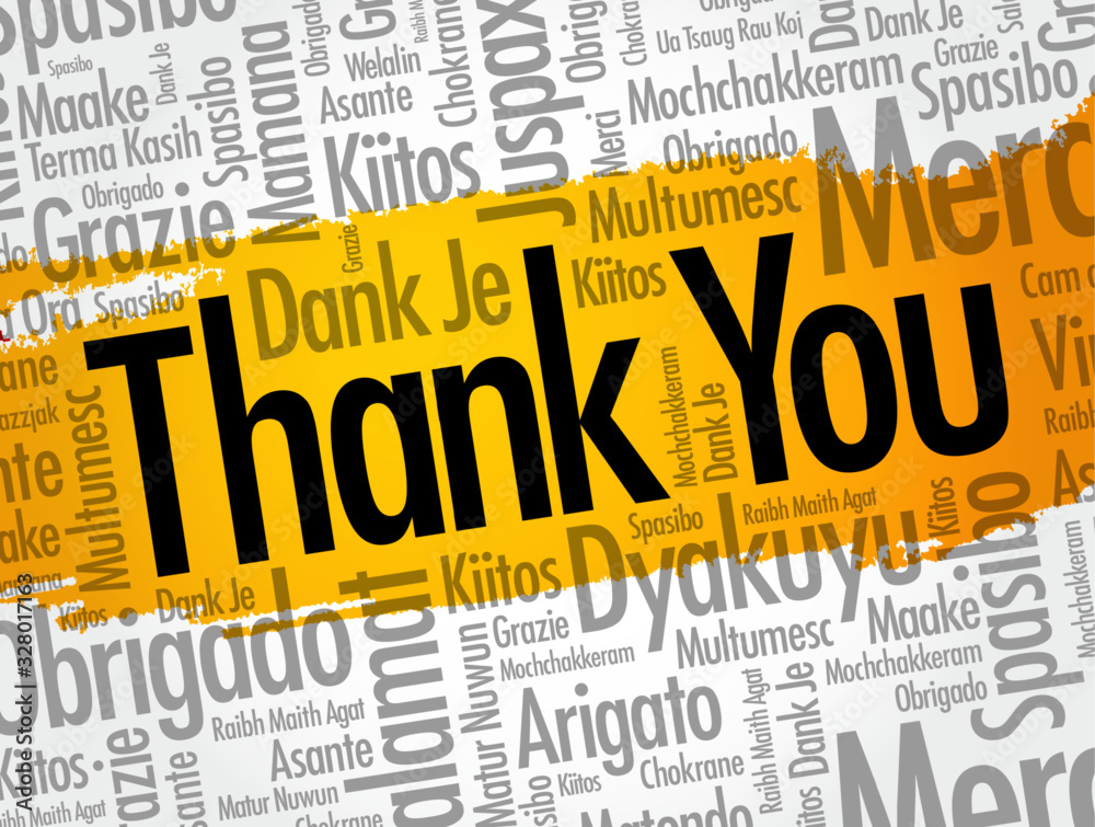 Thank You word cloud in different languages, concept background Stock ...