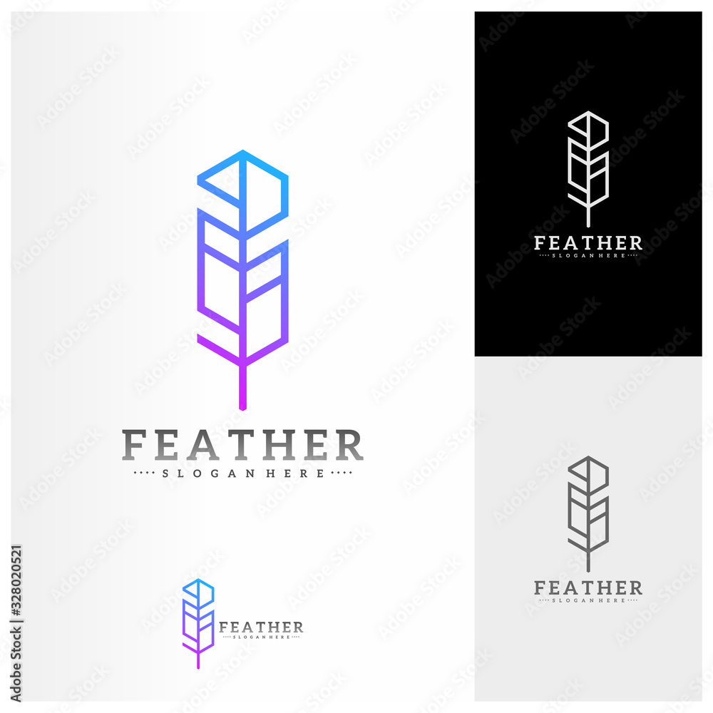 Feather logo design vector template, Simple Feather logo concepts Stock ...