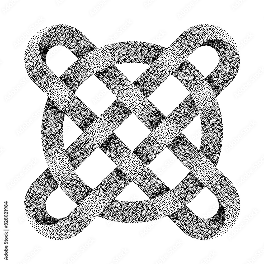 Stippled ringed cross made of intersected strips. Celtic knot with ...